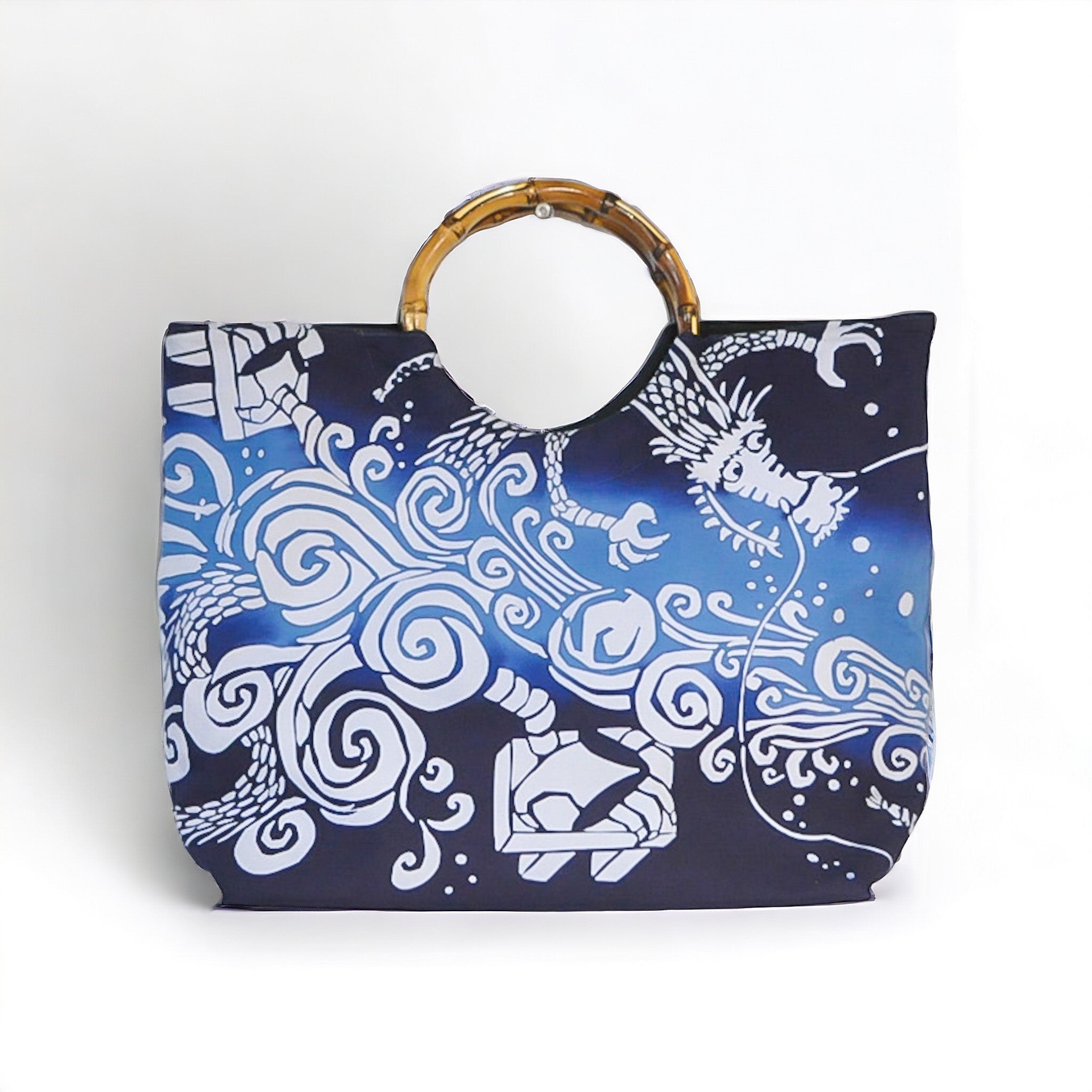 バンブーハンドル トートバッグ - 「踊り龍」紺 - – GALLERY KACCO