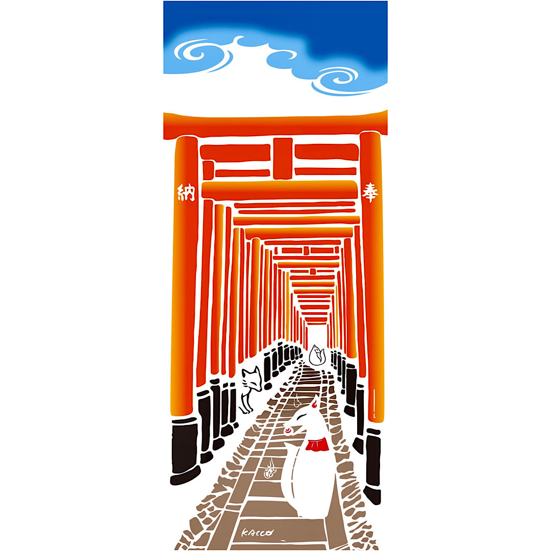 手拭い - お狐様と鳥居 - – GALLERY KACCO
